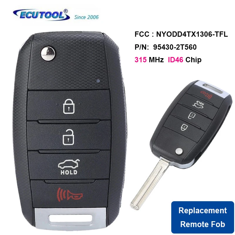 ECUTOOL Remote Control Car Key Flip Folding for Kia Optima Soul 2014 ...