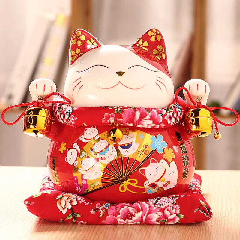 10-inch-Maneki-Neko-Ceramic-Lucky-Cat-Porcelain-Fortune-Cat-Money-Box ...