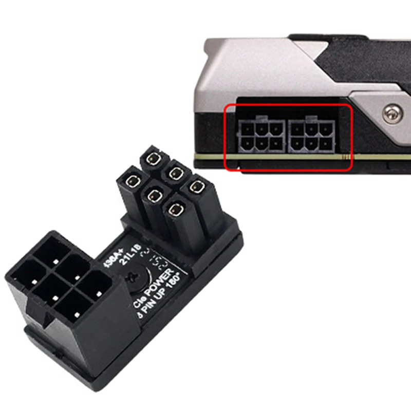 Atx 8pin 6pin Female To 8pin 6pin Male 180 Degree Angled Power Adapter ...