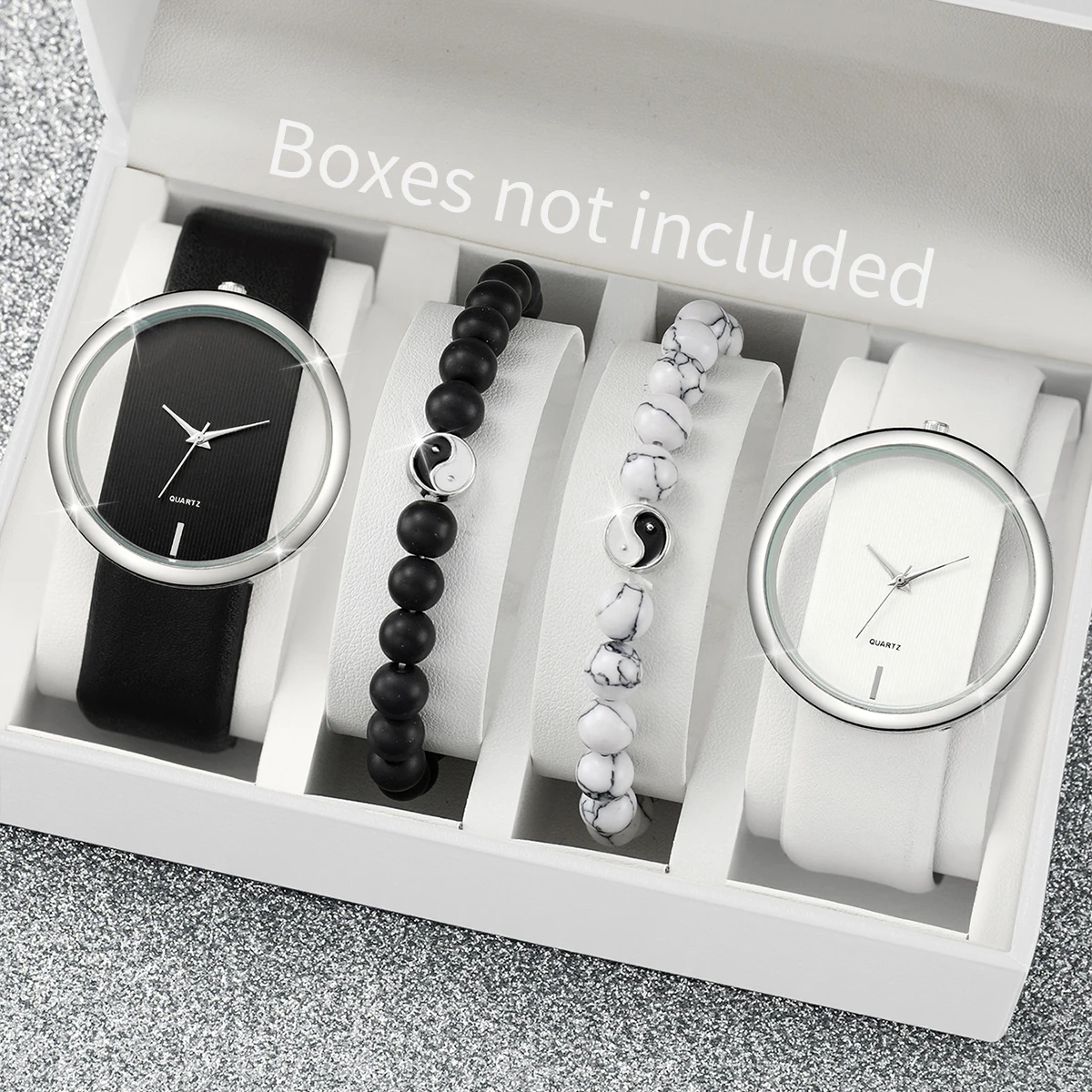 4PCS-Set-Women-s-Fashion-Watch-Leather-Strap-Simple-Couple-Quartz-Watch ...