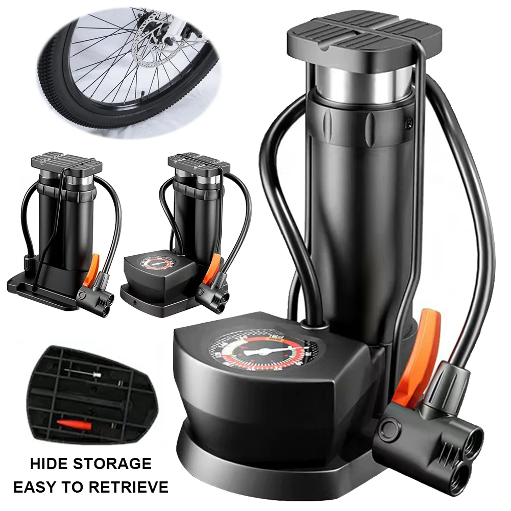 Foot-Activated-Floor-Pump-with-Gauge-Bicycle-Tire-Air-Pump-High ...