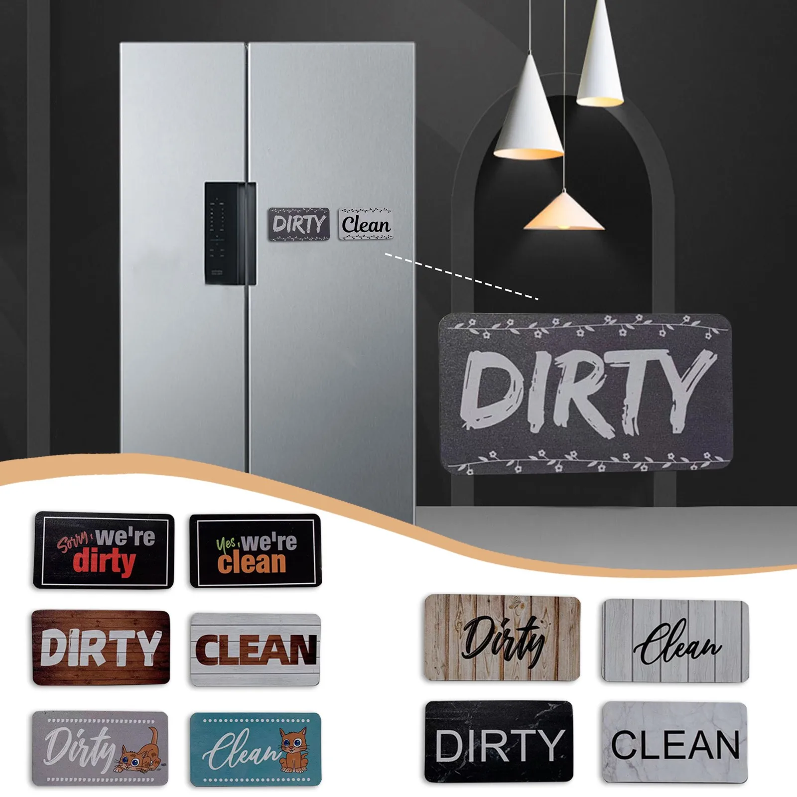 1PC-Magnet-Clean-Dirty-Sign-Sticker-For-Dishwasher-Stylish-Design ...