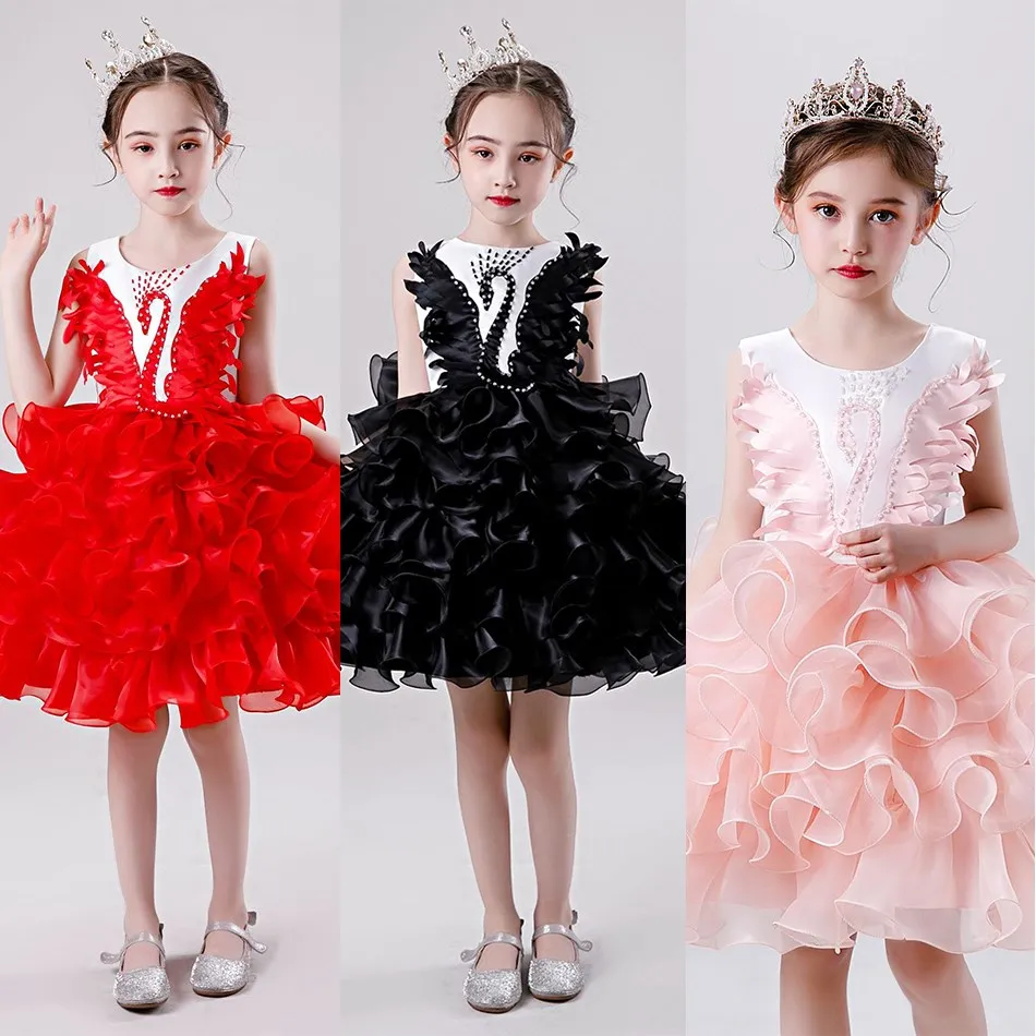 Princess-Dress-Black-Swan-Dress-Crown-Gril-Dress-Exaggerated-Puffy ...