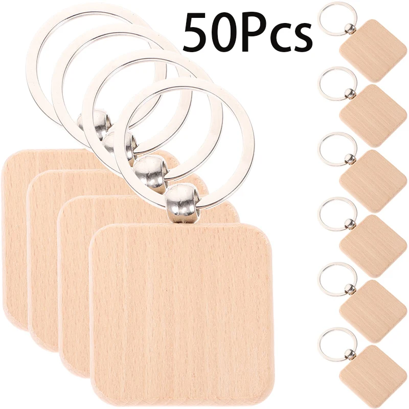 50Pcs-Wooden-Keychain-Blank-Wood-Key-Chain-Unfinished-Wooden-Key-Ring ...