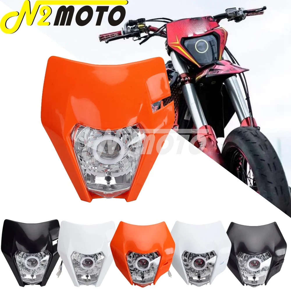 Led Angel Eye Headlight Enduro Motocross Hi Lo Beam For Ktm Exc Exc-f ...