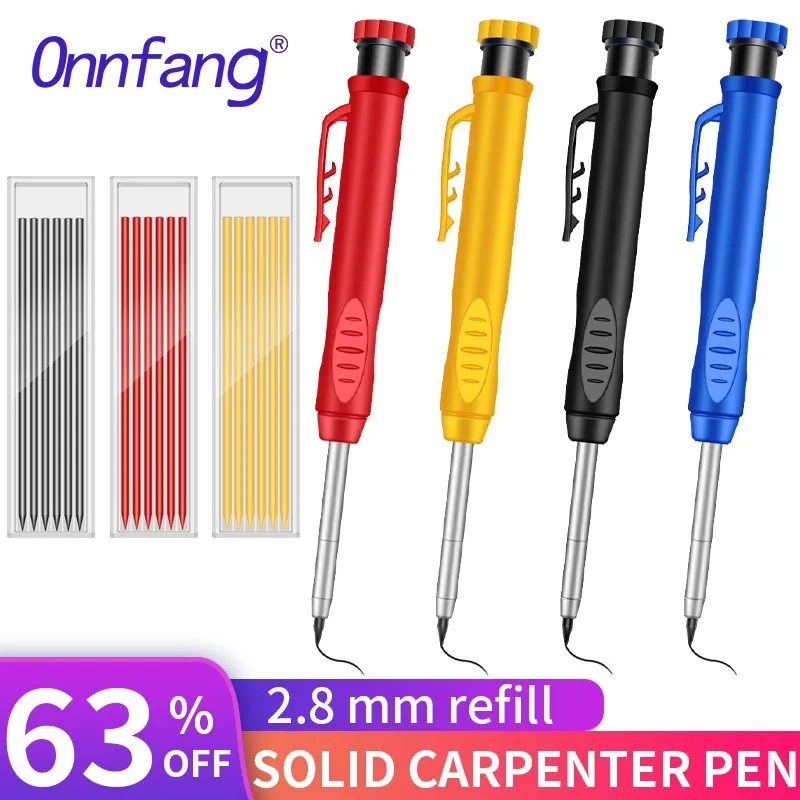 Reuseable-Deep-Hole-Long-Head-Markers-Pencils-Solid-Carpenter-3-Colors ...