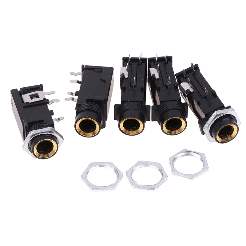 5PCS High Quality Audio Straight Jack Connector Jack Stereo Dual ...