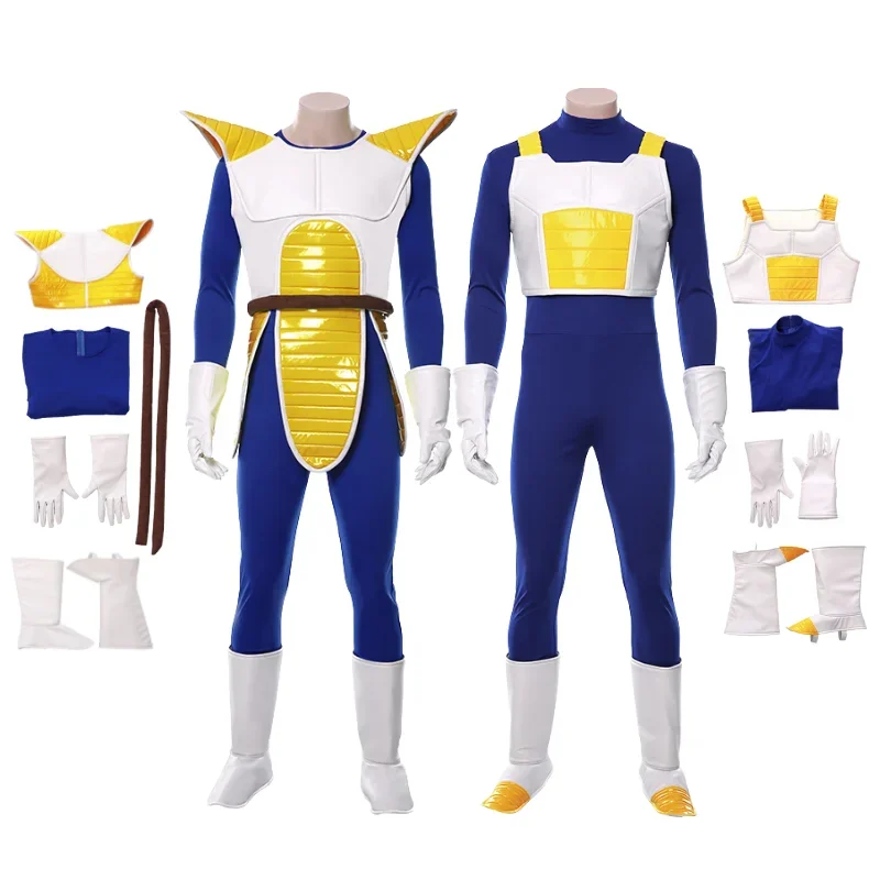 Vegeta Cosplay Traje Para Homens Adultos Macac O Colete Roupas Fantasia
