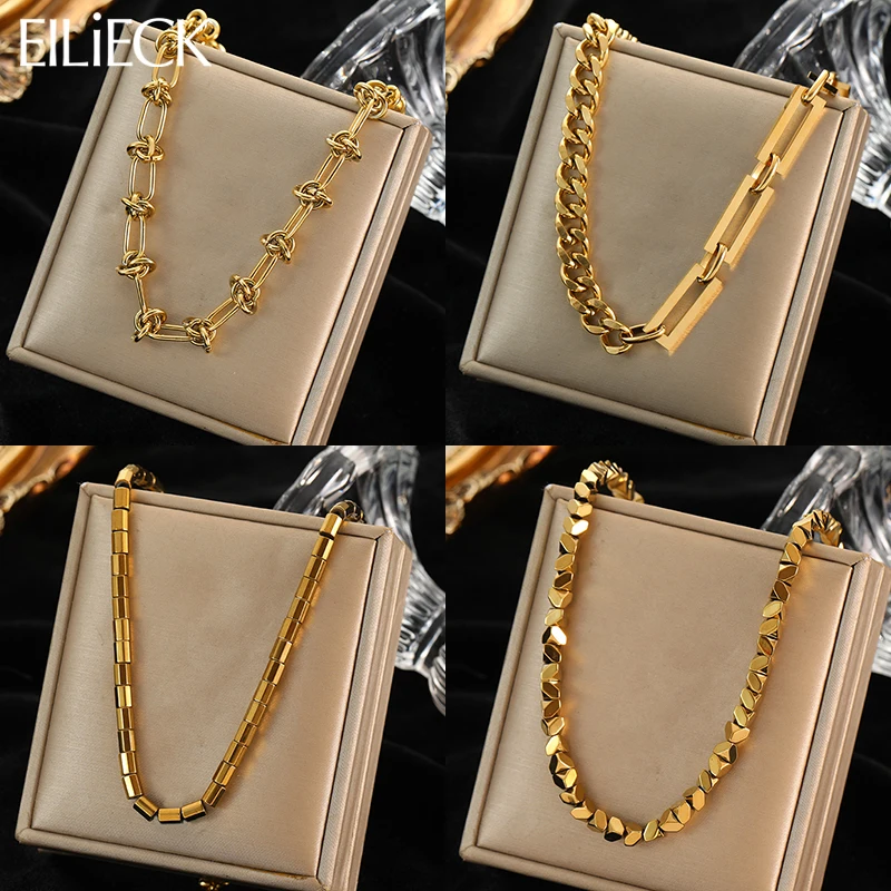 EILIECK-316L-Stainless-Steel-Gold-Color-Thick-Chain-Necklace-Necklace ...