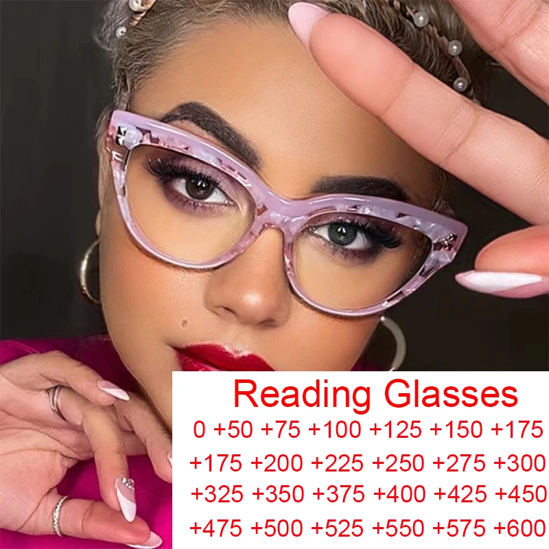 Stylish-Pink-Flower-Cat-Eye-Women-s-Reading-Glasses-Magnifying-0-6-0 ...
