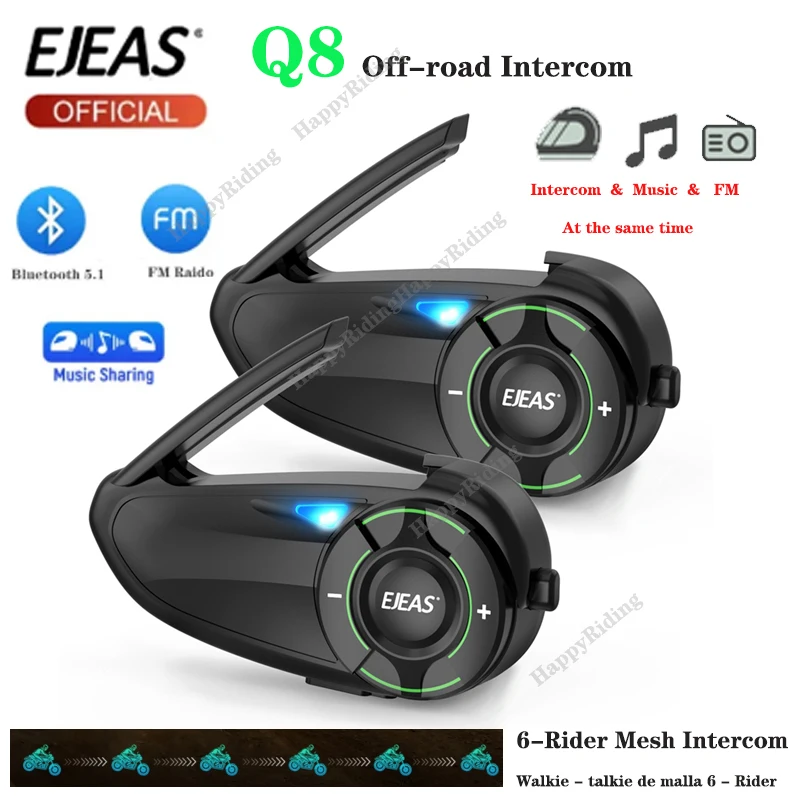 1-2Pcs-EJEAS-Q8-Motorcycle-Mesh-Group-Intercom-Helmet-Bluetooth-Headset ...