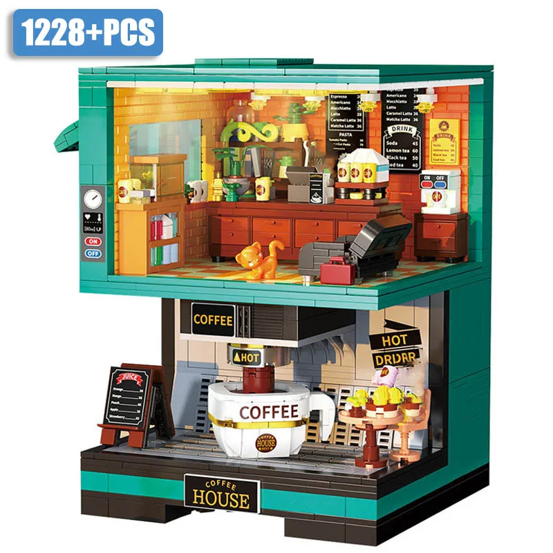 City-Street-View-1228pcs-Coffee-Park-Mini-Size-Building-Blocks-DIY ...