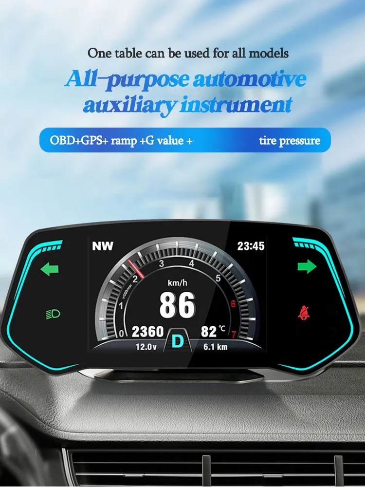 Car-Electronics-OBD2-GPS-HUD-Gauge-Speedometer-Turbo-RPM-Alarm-Temp-Car ...
