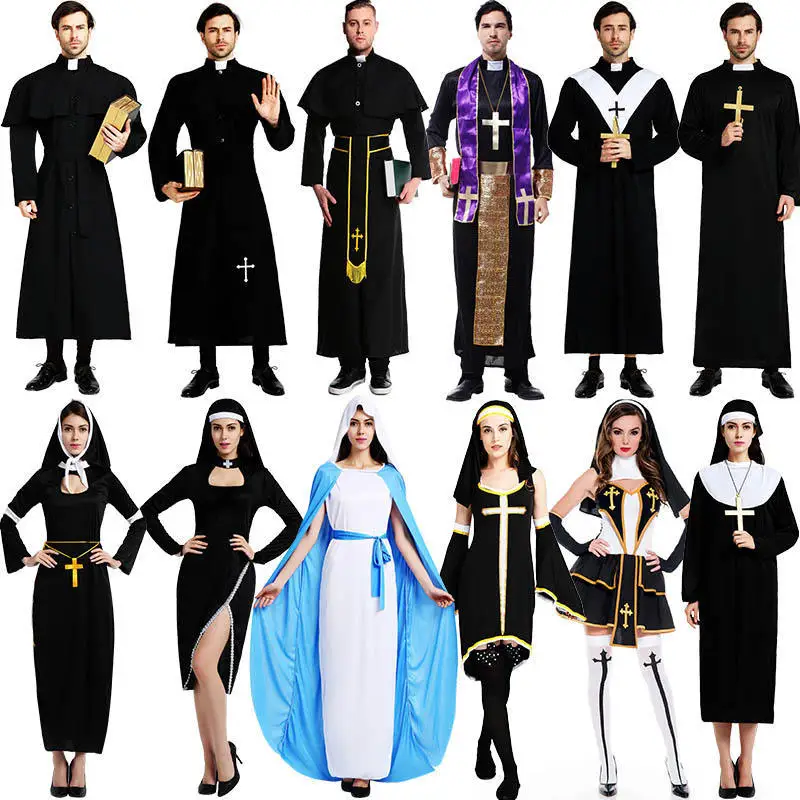 Pastor-Missionary-Cosplay-Costumes-for-Adult-Halloween-Carnival-Priest ...