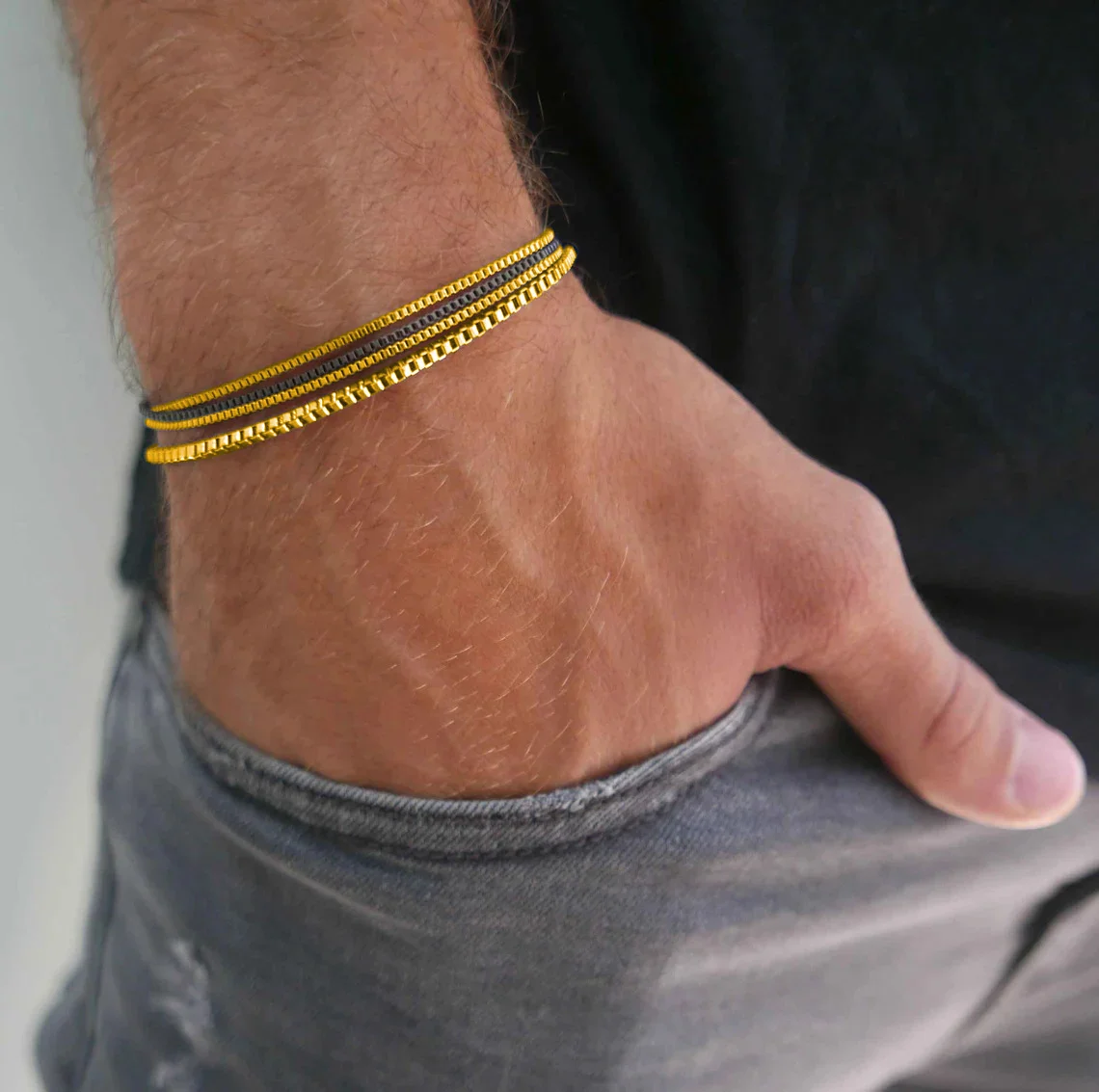 Conjunto de pulseiras vintage de aço inoxidável, 4 unidades, para ...