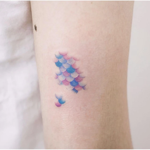 Colorful Mermaid Scale Tattoo