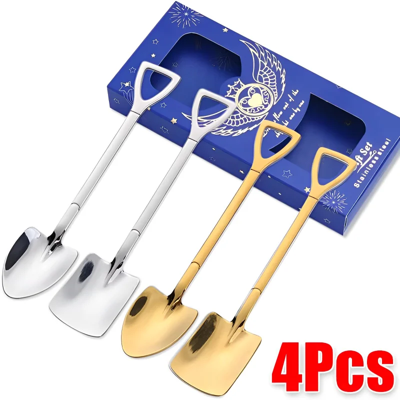 4-1pcs-Stainless-Steel-Coffee-Spoon-Shovel-Shape-Dessert-Ice-Cream ...