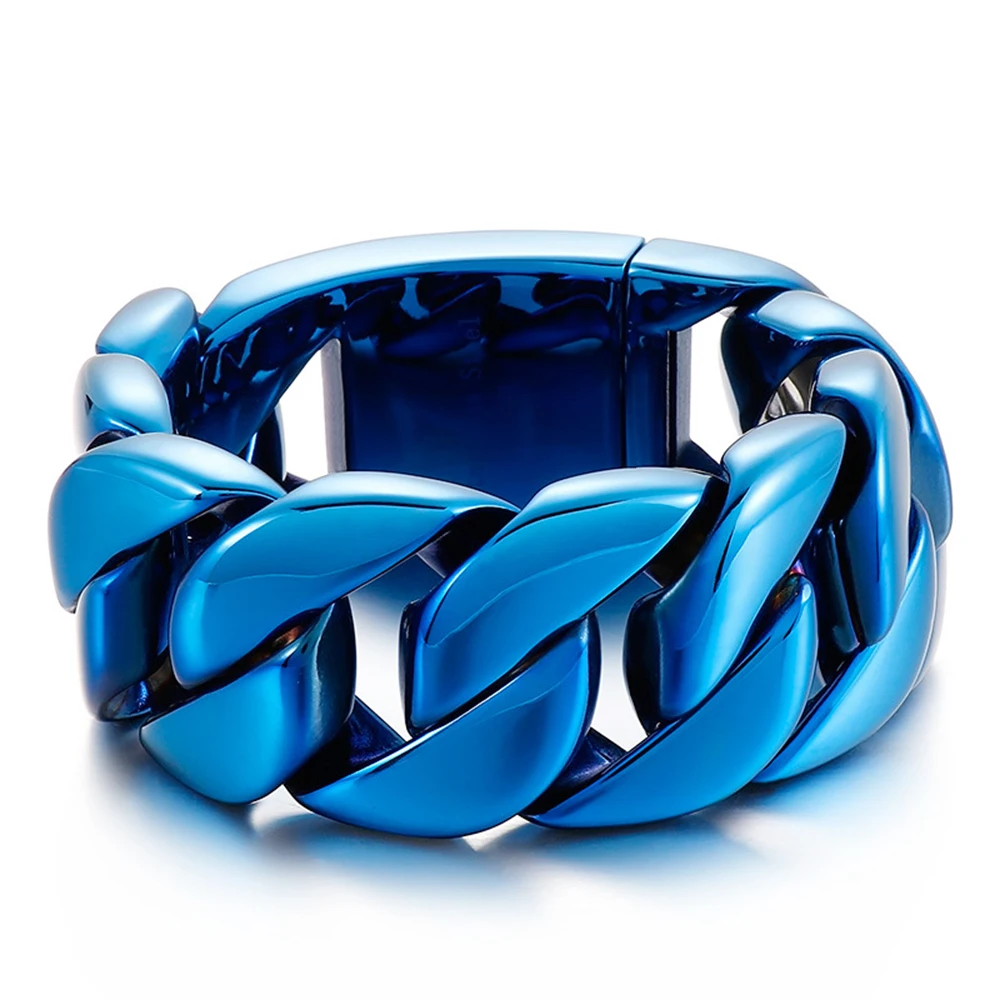 31MM-Heavy-Punk-Blue-Curb-Cuban-Chain-Bracelet-Men-Women-Hiphop-Rainbow-Stainless-Steel-Bike ...