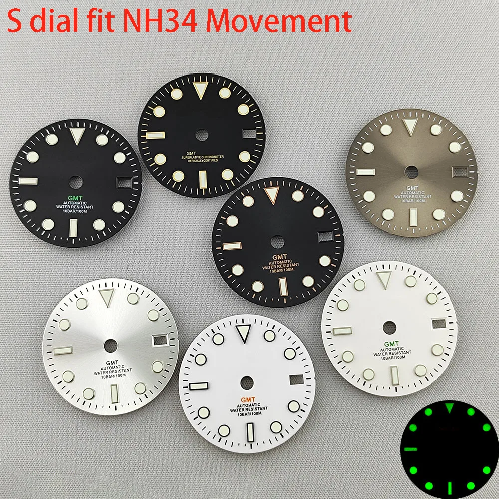 NH34-dial-de-reloj-GMT-dial-S-dial-verde-luminoso-esfera-de-alta ...