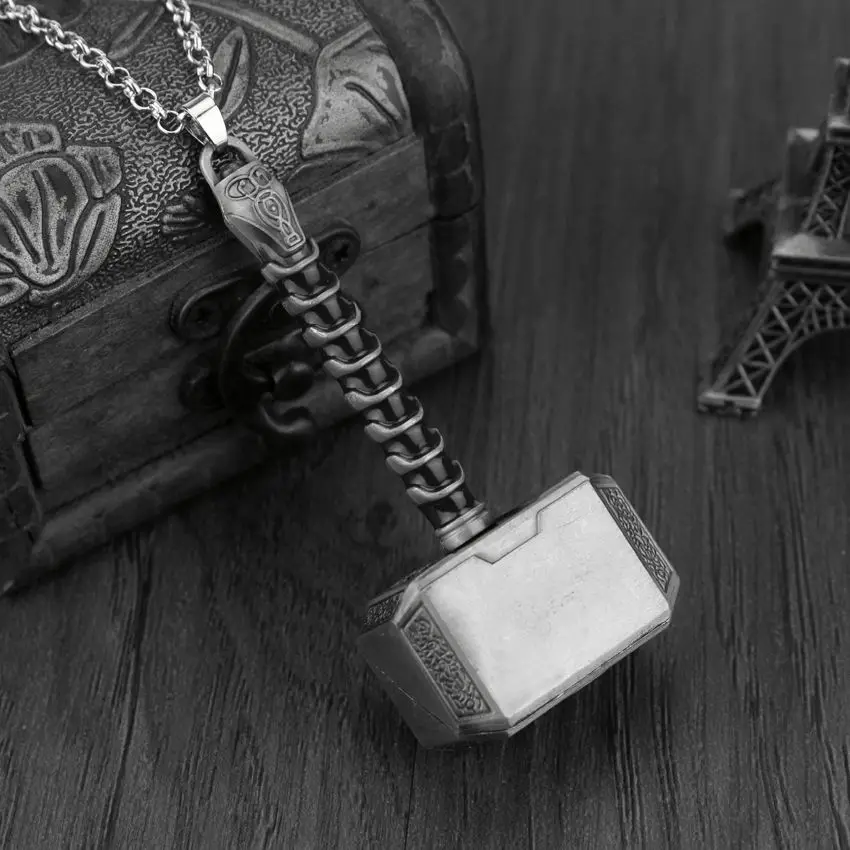 Marvel-Superhero-Thor-Necklace-Thor-s-Hammer-Mjolnir-Pendant-Neck-Chain ...