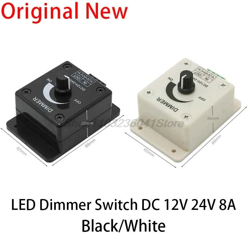 DC 12V 24V 8A LED Dimmer Switch Brightness Adjustable Single Color 1 ...