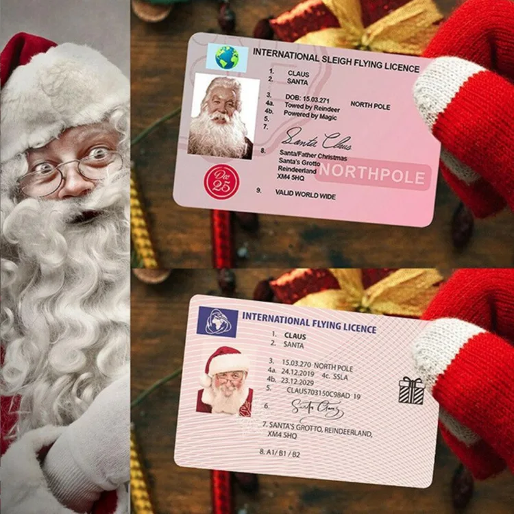 5pcs-Santa-Claus-Sleigh-Flying-Driving-License-Santa-Claus-Drivers ...