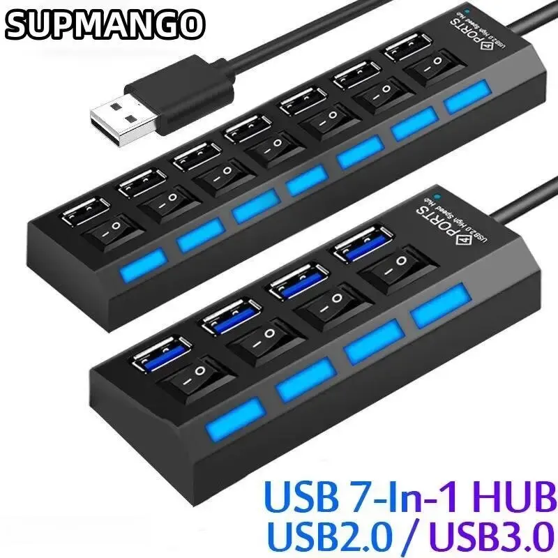 HUB-USB-Switch-USB-Hub-2-0-adattatore-Hub-Multi-7-porte-ad-alta-velocit ...