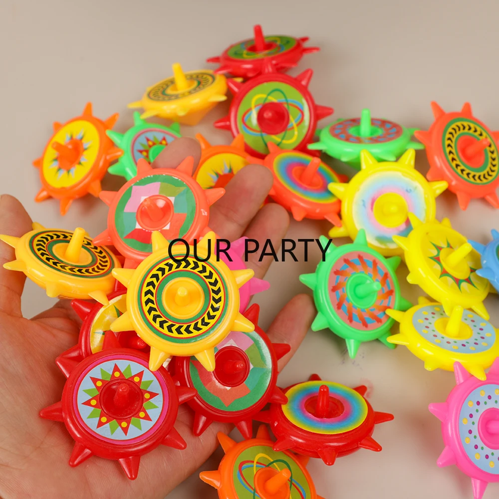 25Pcs Colorful Plastic Gyro Rotating Spinning Top Toy for Kids Birthday ...