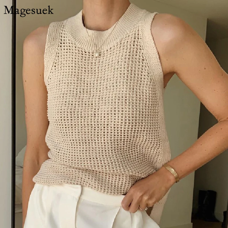 2024-Hollow-Out-Knitted-Tanks-Camis-Vest-Women-Summer-Sleeveless-Tank ...