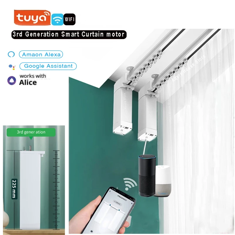 Motor Electric Curtain Smart Alexa | Electric Curtain System Google ...