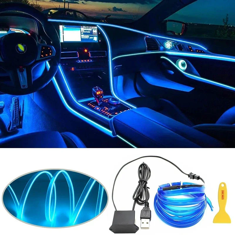 5-3-1M-Car-Interior-Led-Strip-Light-Neon-EL-Wiring-Decorative-Lamp-For ...
