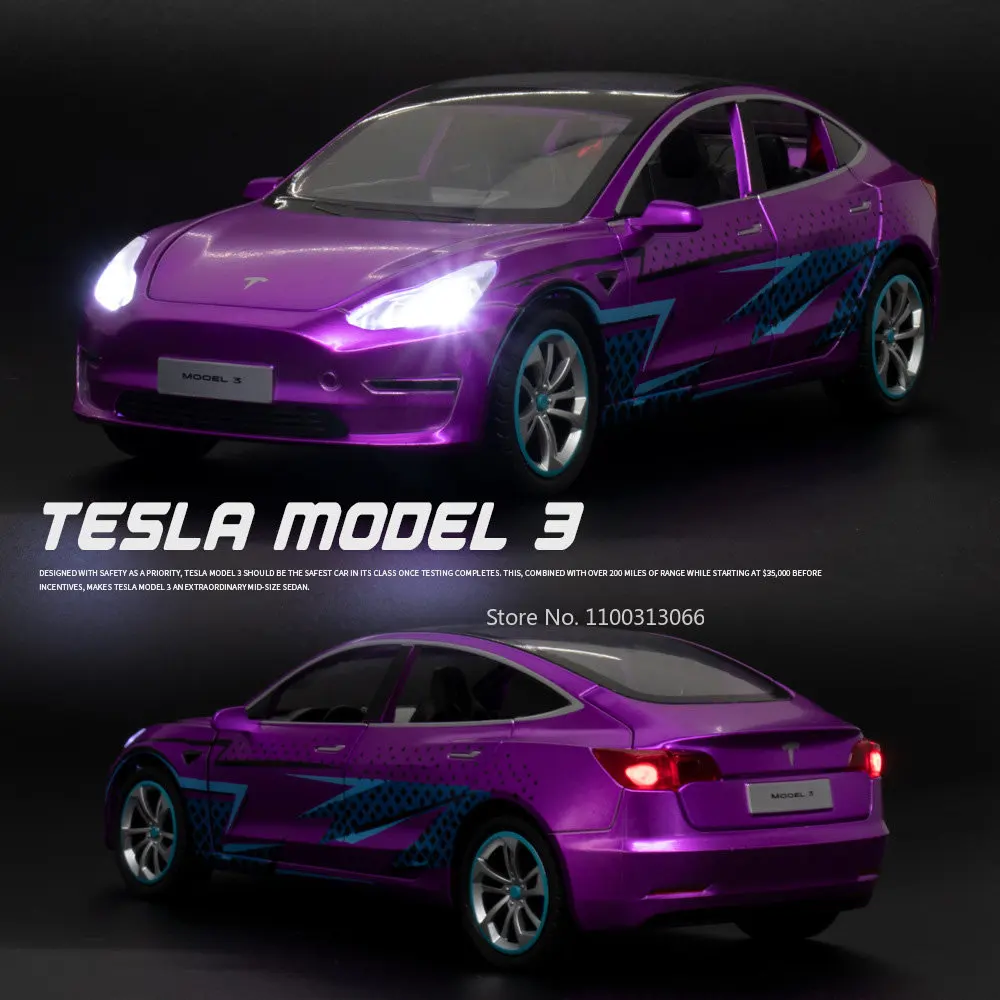 1-24-Scale-Tesla-Model-3-Alloy-Car-Toy-Metal-Diecast-Model-Vehicles ...