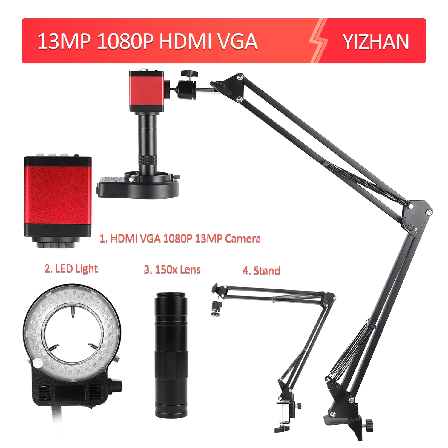 13MP-1080P-HDMI-VGA-Digital-Microscope-Camera-For-Electronics-Optional ...