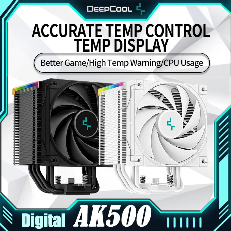 DeepCool-AK500-Digital-White-5-Heatpipe-Display-Black-CPU-Cooler-Chip ...