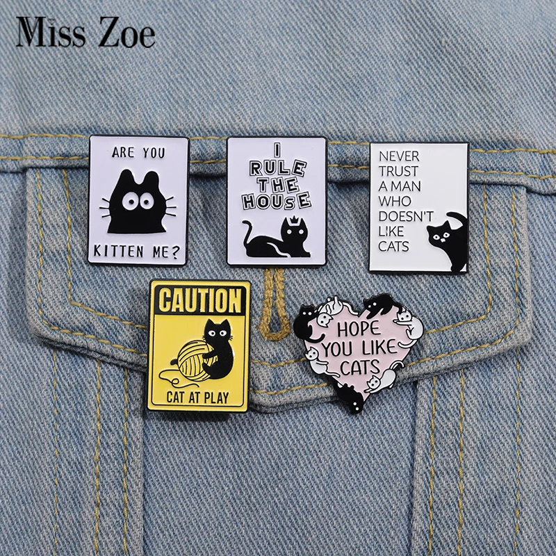 Cute-Black-Cat-Enamel-Pins-Custom-HOPE-YOU-LIKE-CATS-Brooches-Lapel ...