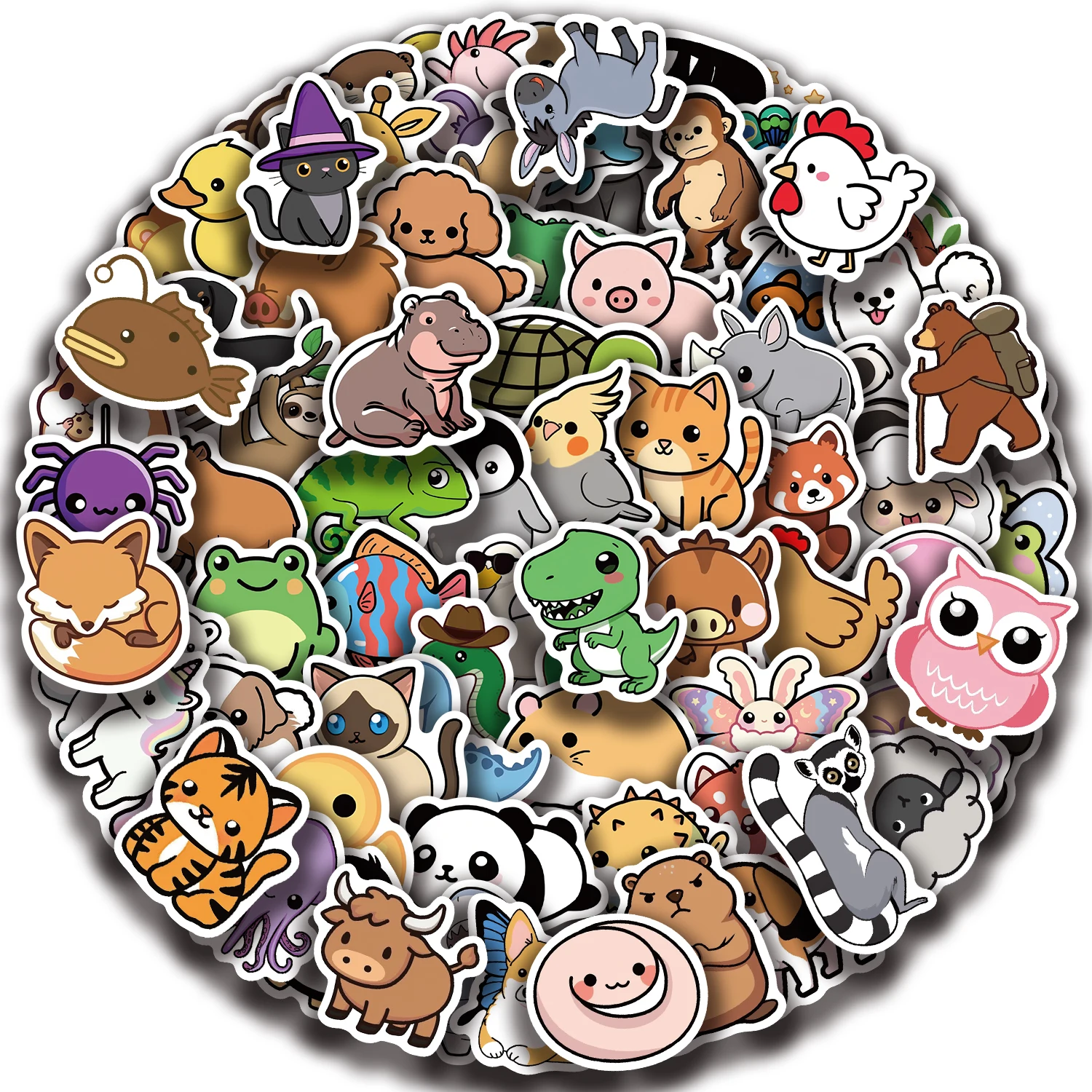 100pcs Cartoon animal stickers, exquisite and graffiti stickers ...