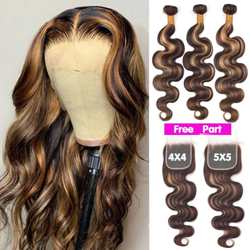 Ali Coco Highlight Colored 5x5 Closure With Brazilian Ombre Hair ...