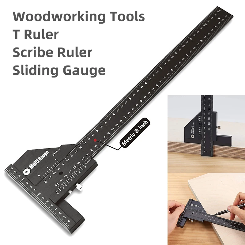 Woodworking-T-Ruler-Scribe-Ruler-Sliding-Gauge-Aluminum-Alloy-Depth ...