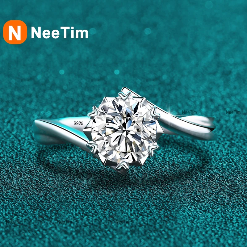 NeeTim-0-5ct-2ct-Moissanite-Ring-Lab-Diamond-Ring-for-Women-S925-Silver-Snowflake-Engagement ...