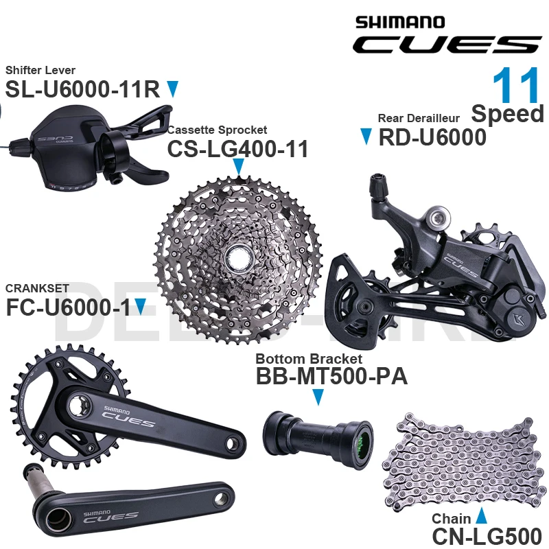 SHIMANO-CUES U6000 Groupset, piezas originales, SL-U6000-11R, RD-U6000, FC-U6000-1, CS-LG400 ...
