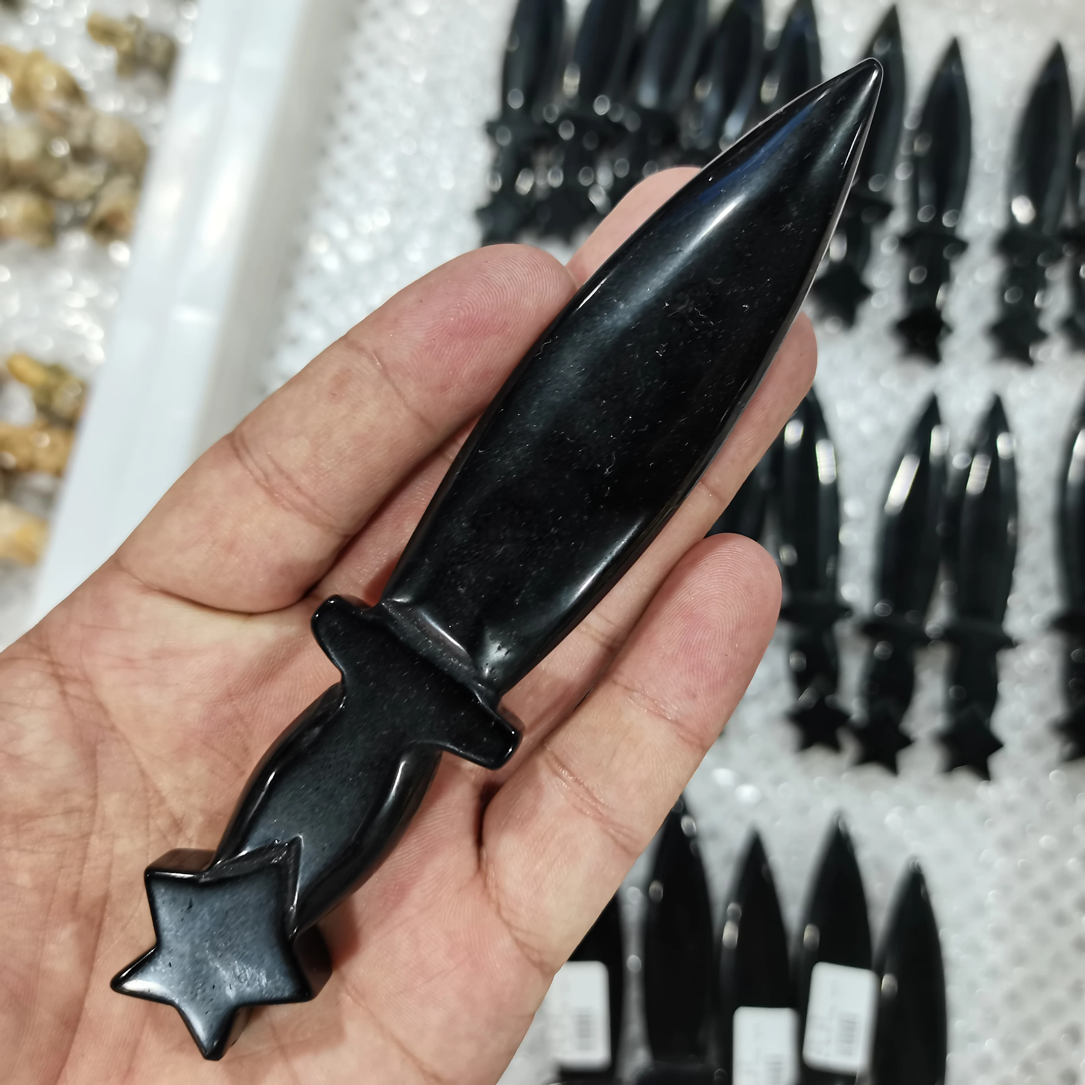 150mm-Natural-Quartz-Crystal-Dagger-Hand-Carved-Crystal-Obsidian-Knife ...