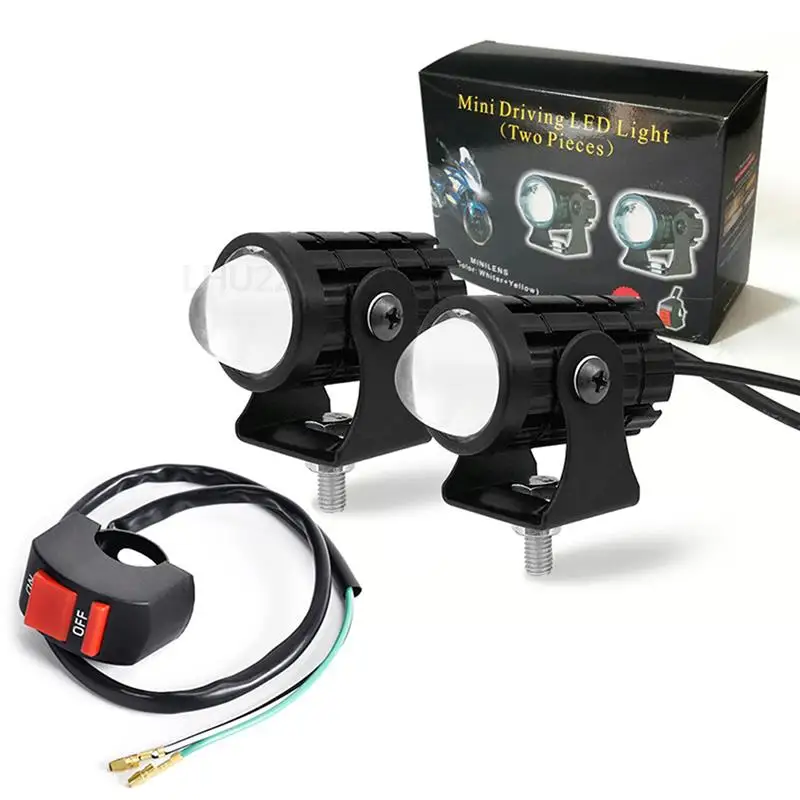 1-Set-Motorcycle-Spotlight-Headlamp-Led-Two-Color-Small-Steel-Gun-Far ...