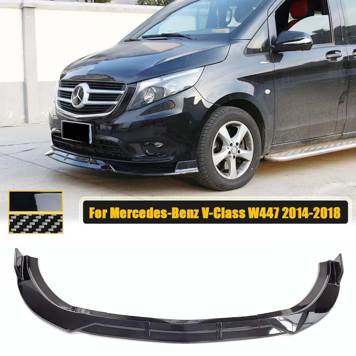 Front-Bumper-Lip-Spoiler-Splitters-Body-Kit-For-Mercedes-Benz-V-Class ...