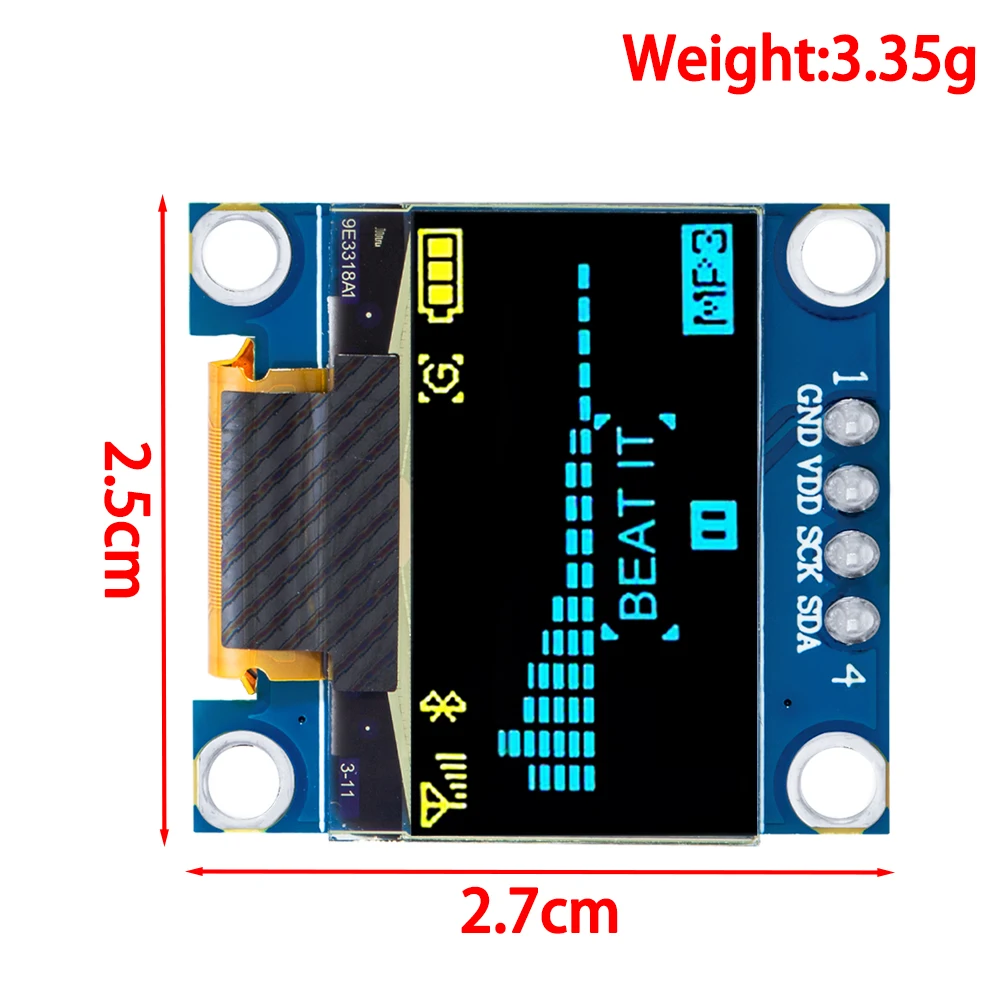 128x64 Pixel OLED 0.96" Yellow & Blue I2C OLED Display Module For ...
