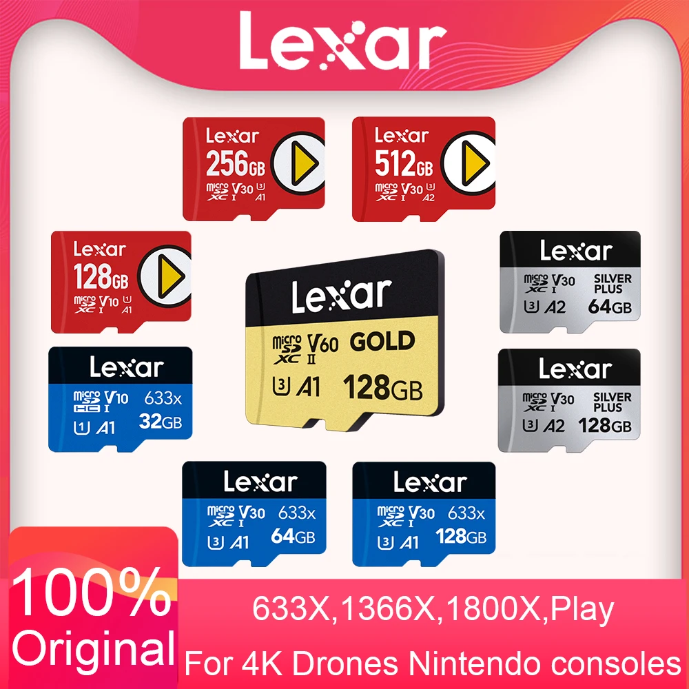 Lexar-Play-Micro-SD-Card-1800X-633X-1366X-TF-Memory-Cards-UHS-I-A1-V30 ...