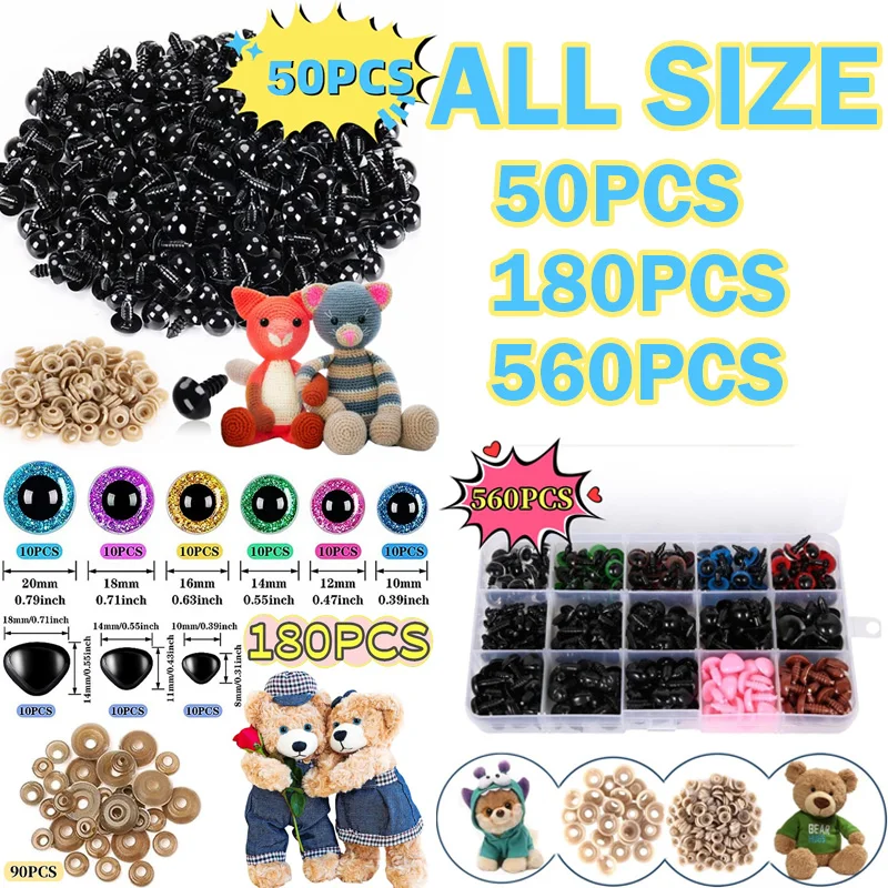 Mix-Dolls-Black-Plastic-Eyes-with-Washers-Glitter-Safety-Eyes-For-Toys ...