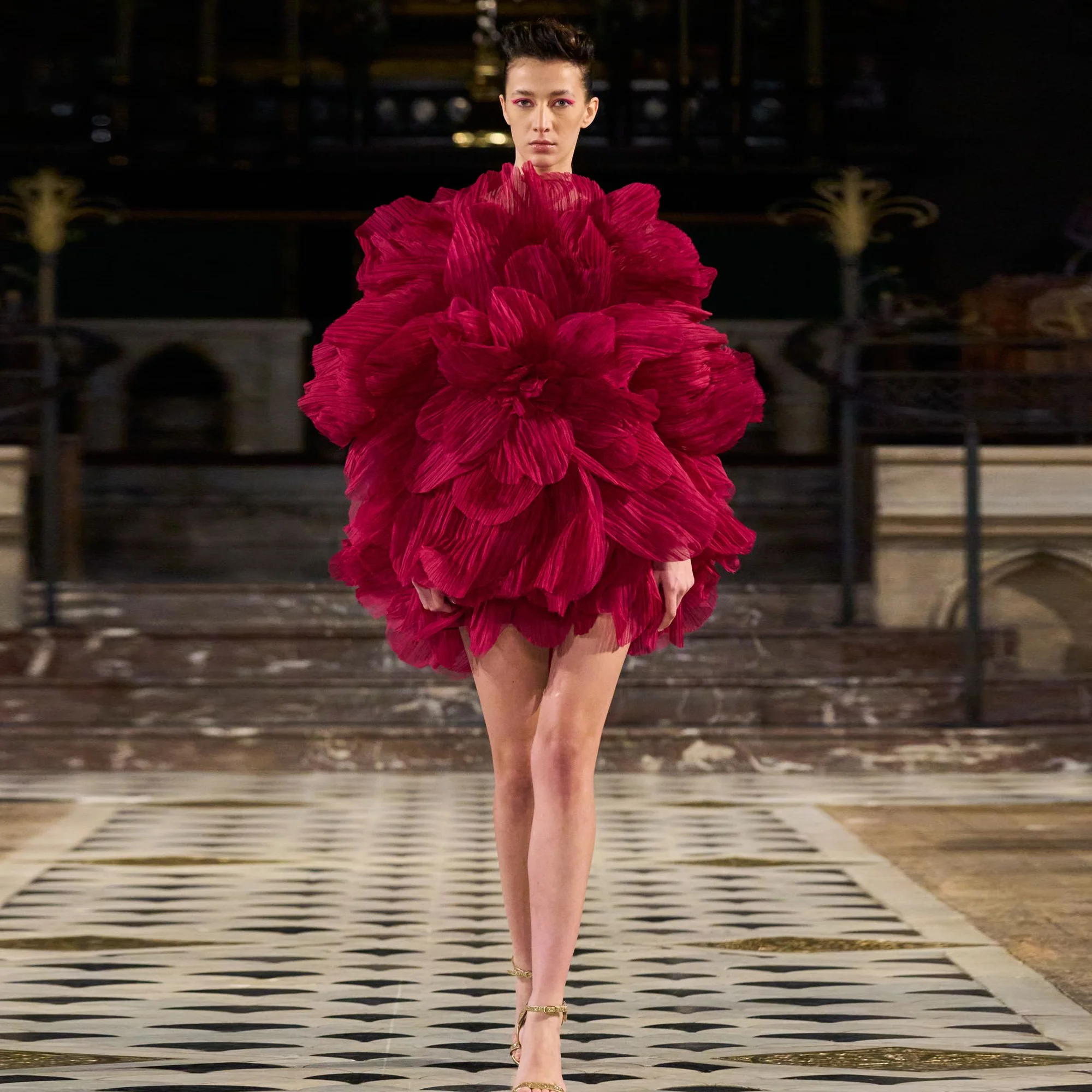 Cute-Big-Flower-Mini-Dress-2024-Couture-Burgundy-3D-Handmade-Flower ...