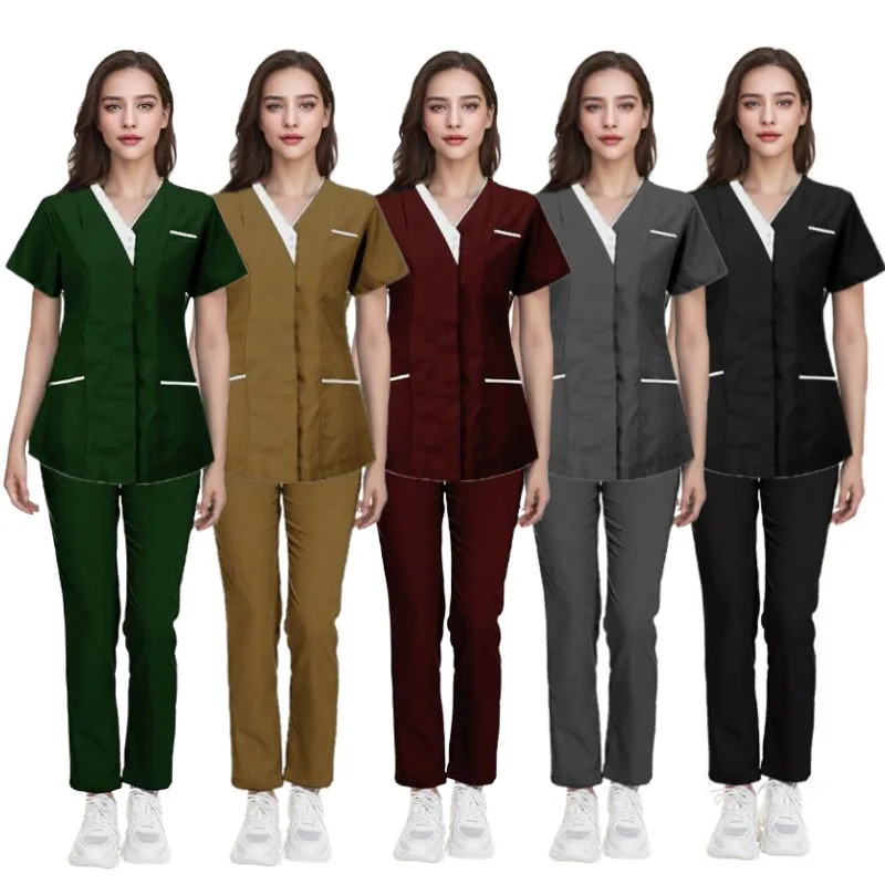 Medical-Women-Scrubs-Tops-Doctor-Clothes-Sets-Beauty-Salon-Pharmacy ...