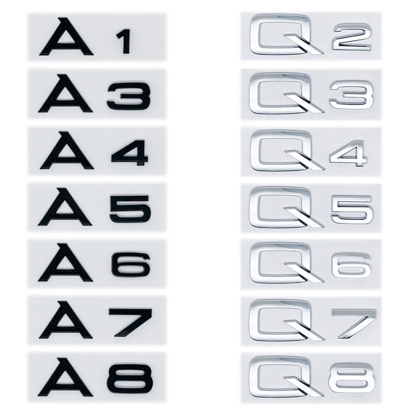 3D Chrome/Glossy Black Emblem for Audi A3/A4/A5/A6/A7/A8/Q2/Q3/Q5/Q7 ...