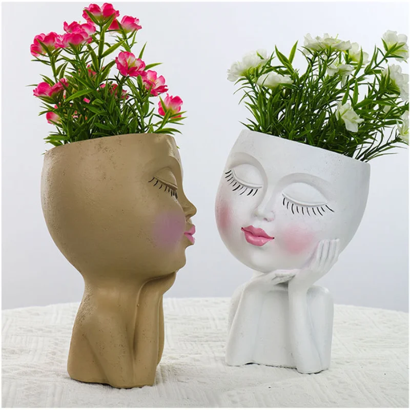 Creative Fashion Garden Face Gill Pot Resin Decoration Family Desktop ...